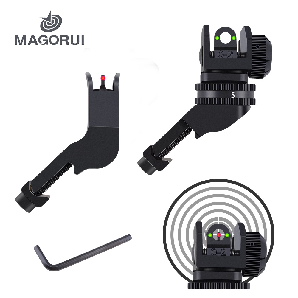 Magorui 45 Degree Offset Fiber Optics Iron Sight Front and Rear Fiber ...