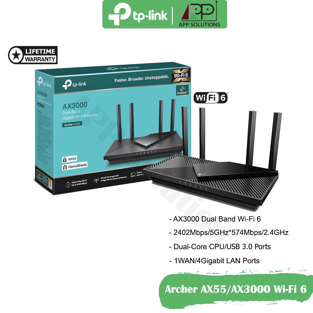 TP-LINK Wi-Fi 6 Router Dual-Band Gigabit รุ่นArcher AX55AX3000(ประกัน ...