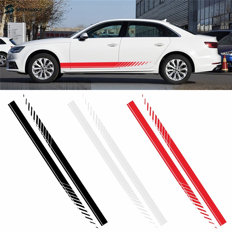 ST 2Pcs Car Side Body Vinyl Film Sticker Racing Sports Long Stripe ...