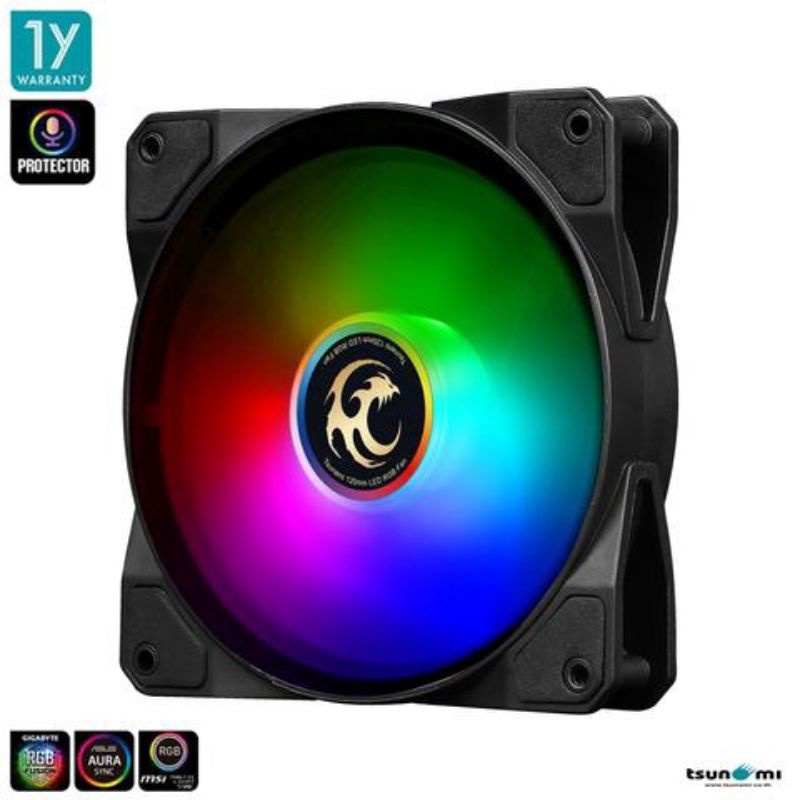 พัดลมเคส Tsunami ARGB Ablaze, Fan molex 4pin + 3pin ARGB 120mm.1200RPM ...