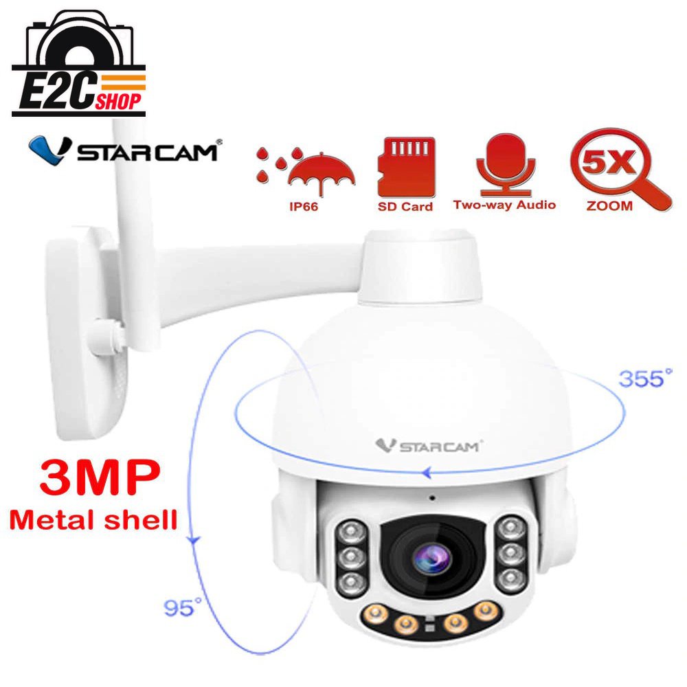 กล้องวงจรปิดไร้สายภายนอก VSTARCAM Outdoor CS65-X5 (ซูม5เท่า) คมชัด 3ล้าน 1296P กันน้ำ100% 7RyW ...