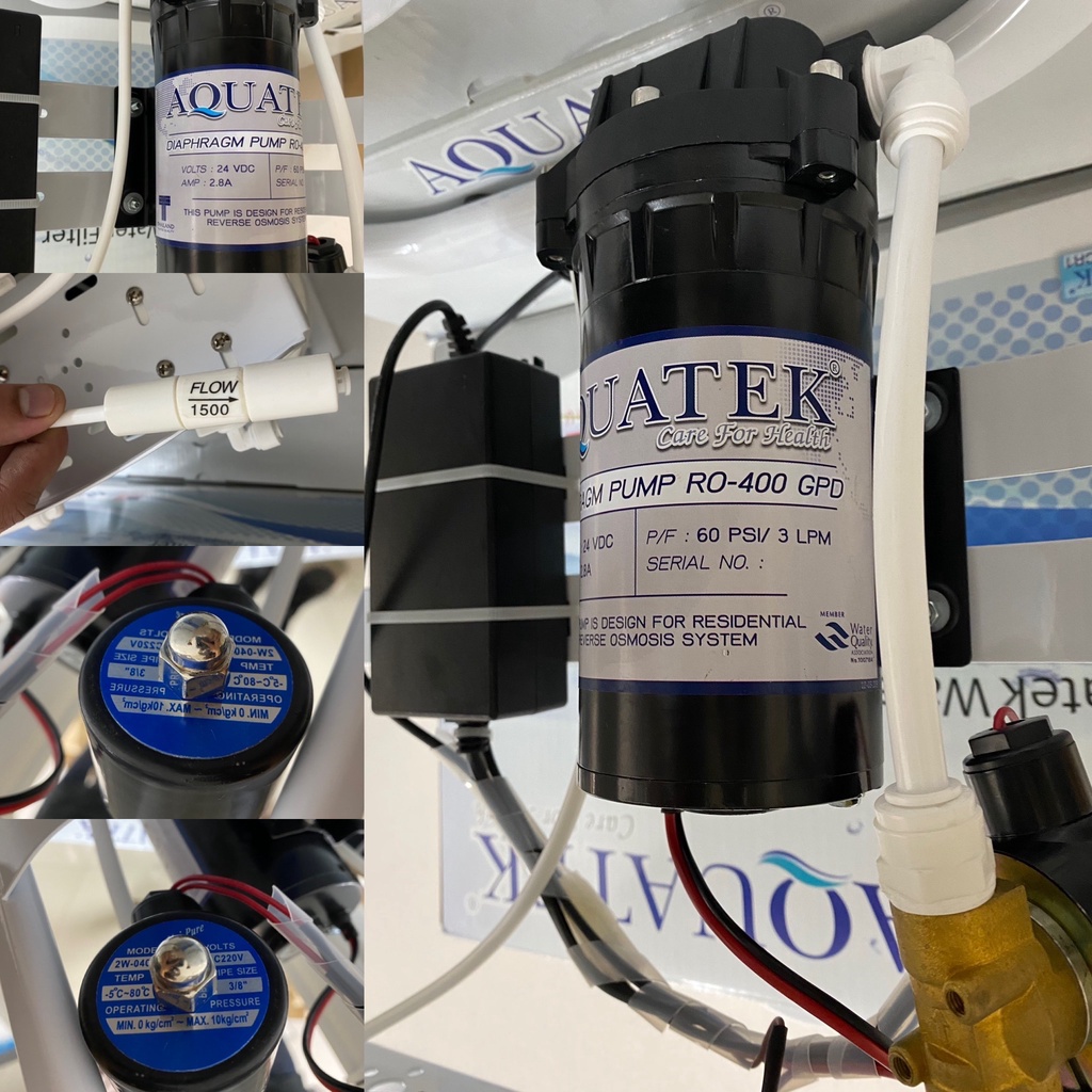 เครื่องกรองน้ำ 5 ขั้นตอน RO Aquatek 500 GPD (1900 ลิตรต่อวัน) ไหลเยอะ เฟรมตั้งโต๊ะ รุ่นไม่มีถัง ...