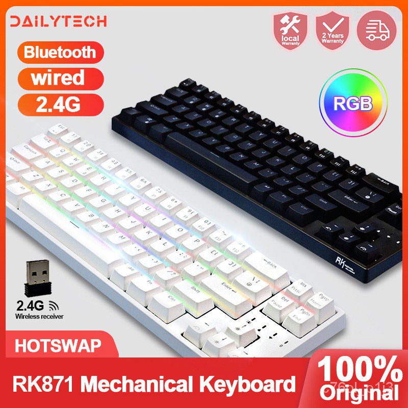 RK68 Plus/Rk871 3-Modes Hotswap แป้นพิมพ์เครื่องกล RGBเอฟเฟกต์แสงสี บลูทูธ 5.0 ไร้สาย/2.4G/อินเท ...