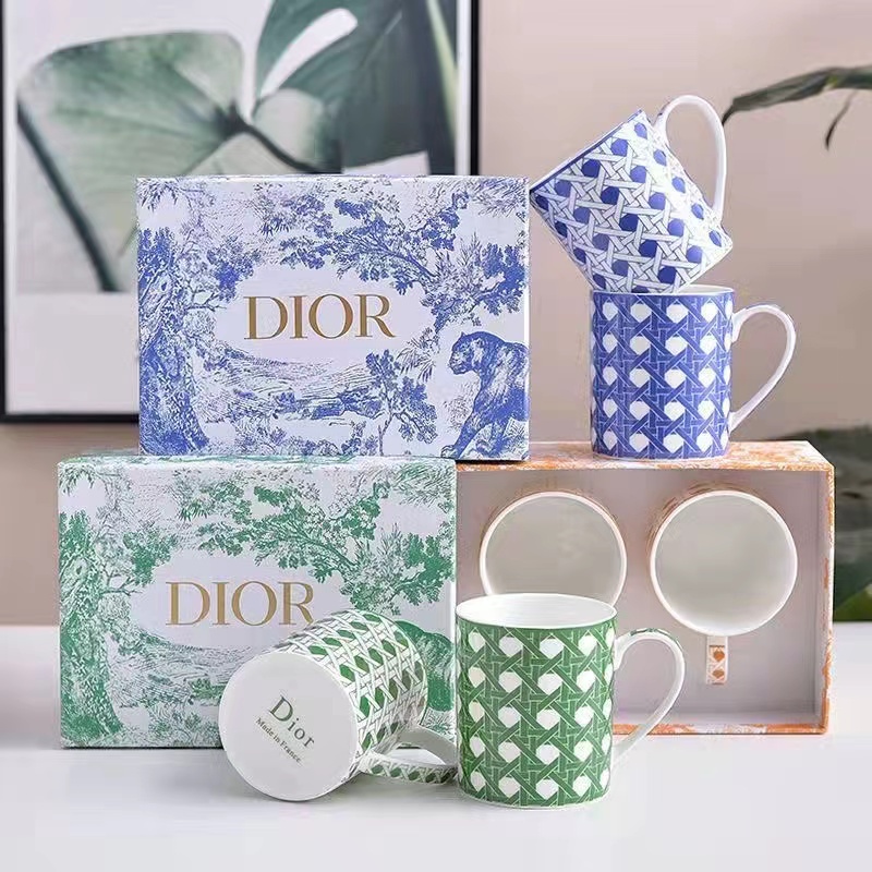 Dior mug bone china home breakfast cup couple coffee milk cup gift box ...
