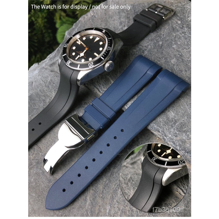 22mm Natural Rubber Silione watch band Special for Tudor Black Bay GMT ...