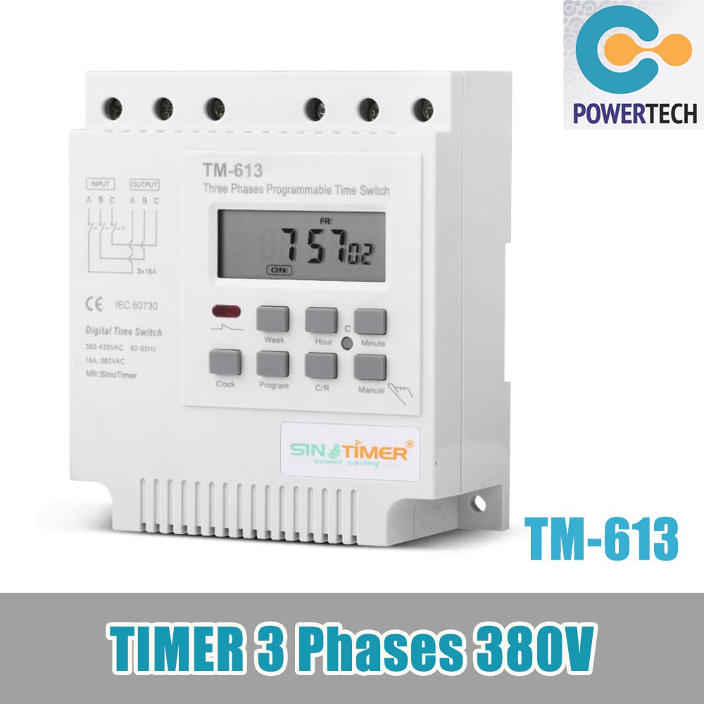 Timer Switch 380V TM-613 ทามเมอร์สวิตช์ ตั้งเวลาทำงาน 3 เฟส | Shopee ...