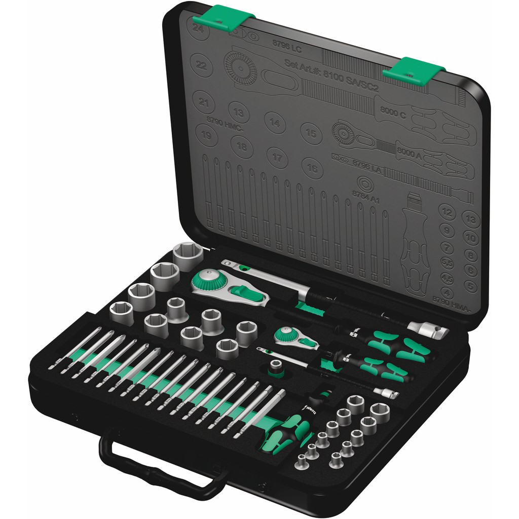 Wera 8100 SASC 2 Zyklop Speed Ratchet Set 14 drive and 12 drive metric ...