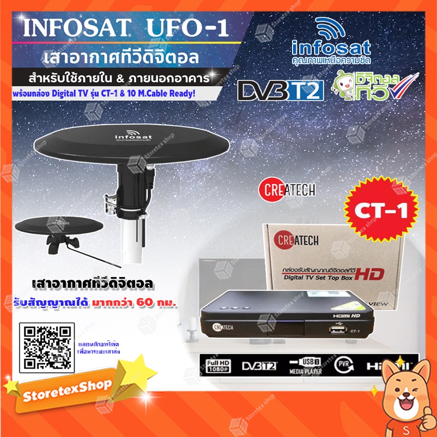 Createch กล่อง Digital TVรุ่นCT-1+INFOSAT รุ่น UFO-1เสาอากาศทีวีดิจิตอล ...