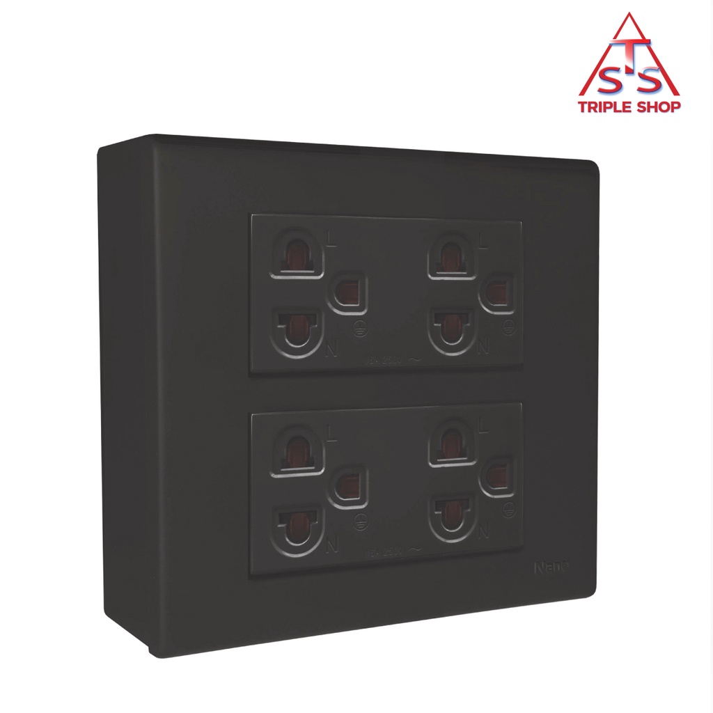 NANO ชุดสวิตซ์ ชุดปลั๊ก 4x4 เต้ารับกราวคู่ ปลั๊กกราวคู่ ชุดปลั๊กไฟ ชุดสวิทซ์ เต้ารับ ...