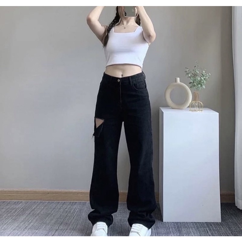 กางเกงยีนส์ทรงกระบอก S 3xl รุ่นcm สาวอวบอ้วน เอวสูง พร้อมส่ง Ab
