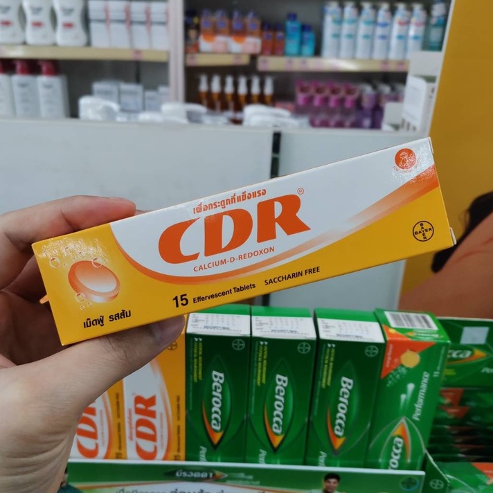 CDR calcium d redoxon ซีดีอาร์ 15 เม็ด แคลเซียมเม็ดฟู่ ละลายน้ำ หลอดสี ...