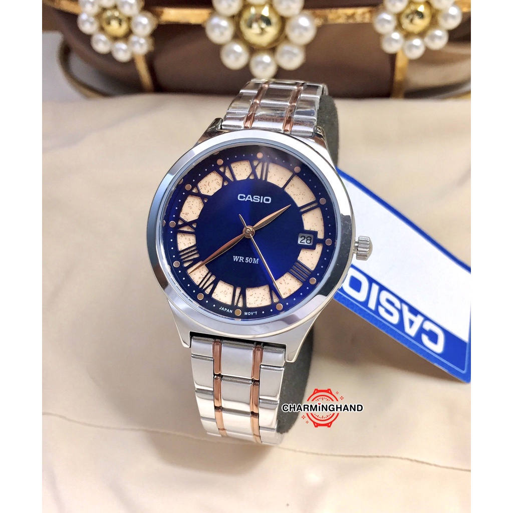 นาฬิกาข้อมือผู้หญิงแท้ Casio คาสิโอลดราคา นาฬิกาสายสแตนเลสสีทูโทน LTP ...