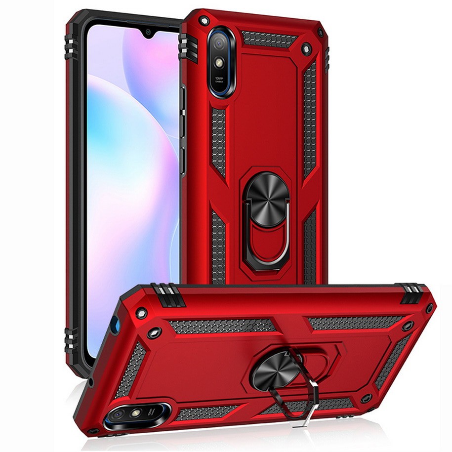 KEYSION Luxury Armor Shockproof Case For Xiaomi Redmi 9A case Metal Ring Hybrid Bumper Cover For ...