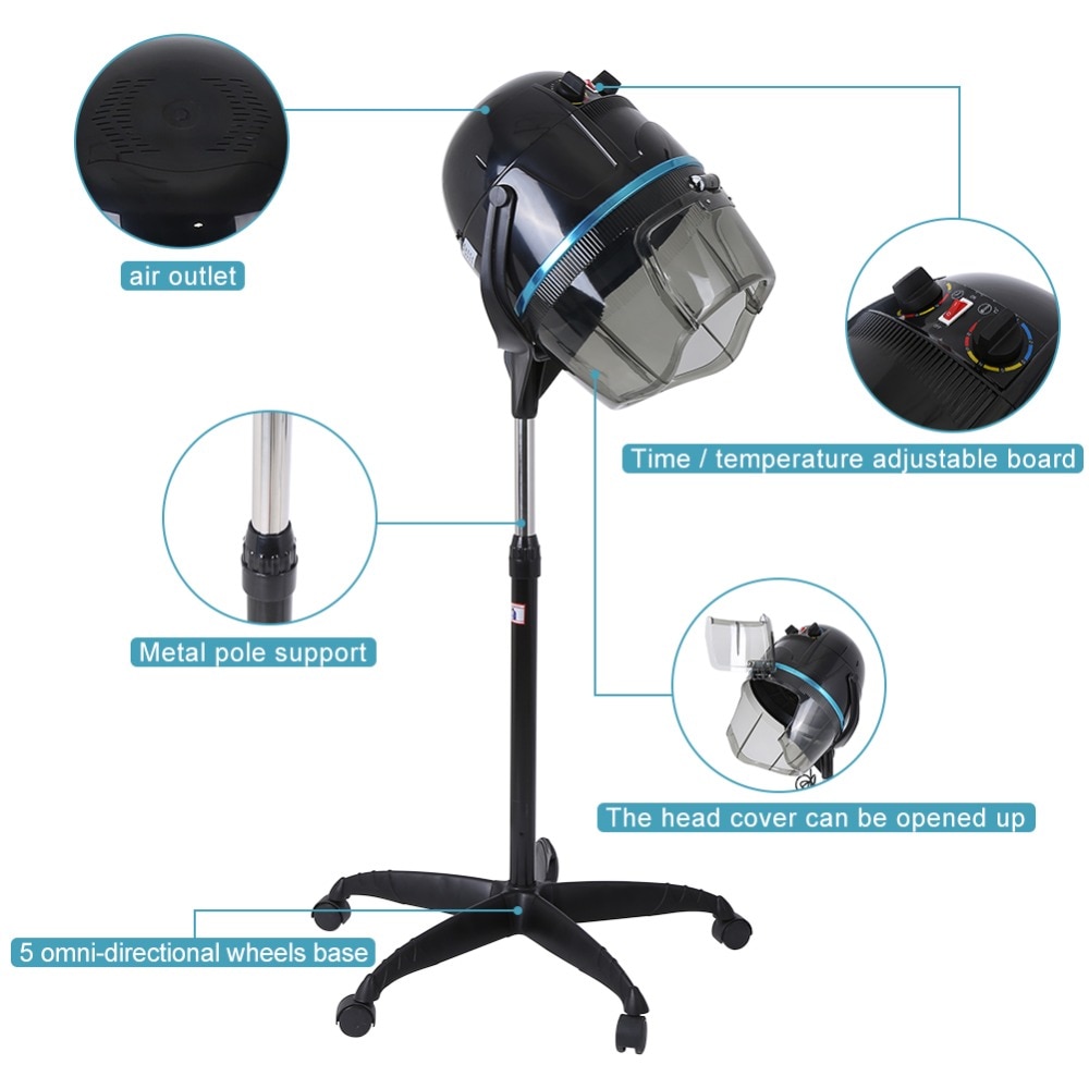1000W Stand Up Hair Drying Adjustable Hooded Floor Hair Bonnet Dryer ...