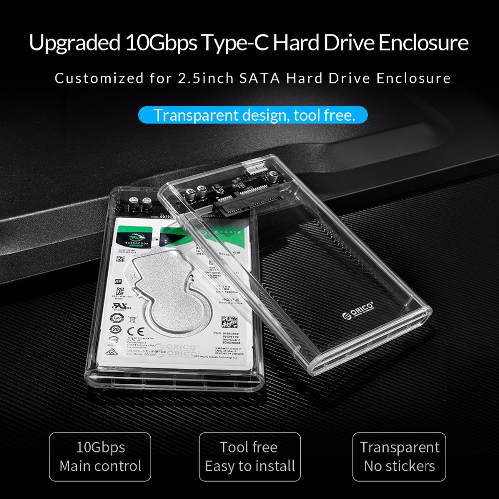 ฮาร์ดไดรฟ์แบบพกพา ORICO USB C HDD Case 10 Gbs USB3.1 Gen2 Hard Drive ...