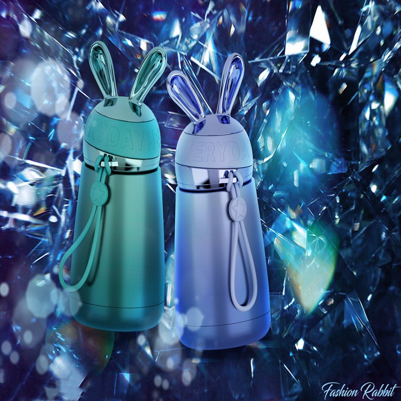 ถ้วยStainless Steel Thermos Cu Vacuum Lightning Rabbit Cartoon ortable ...