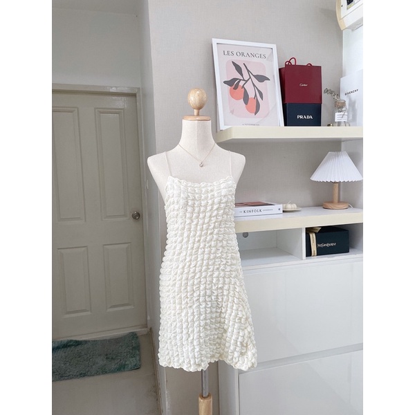 cuties dress ชุดเดรสป็อปคอร์นทรงปล่อยน่ารักมาก - whiteblendi - ThaiPick