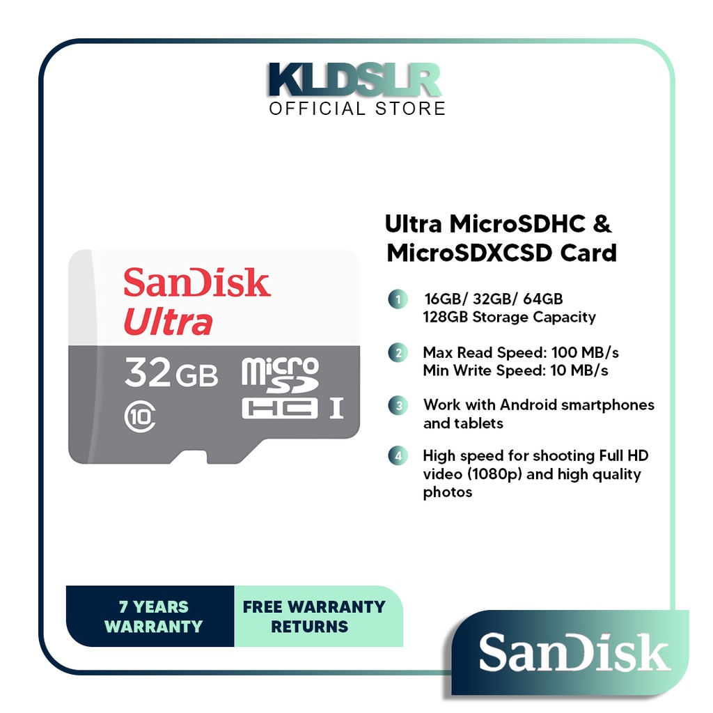 SanDisk Ultra 32GB 80MB/s Class 10 UHS-I 533x microSDXC (SanDisk Malaysia) (SDSQUNS-032G-GN3MN ...