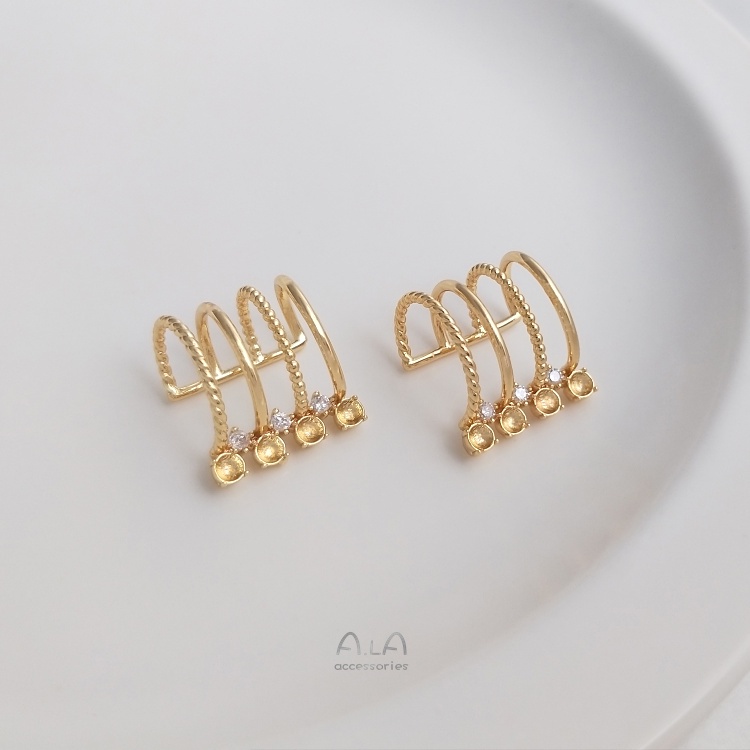 เครื่องประดับ DIYคลิปหนีบหู ประดับลูกปัดคริสตัล ไข่มุก สีทอง 14k DIYต่างหูเครื่องประดับต่างหู ...