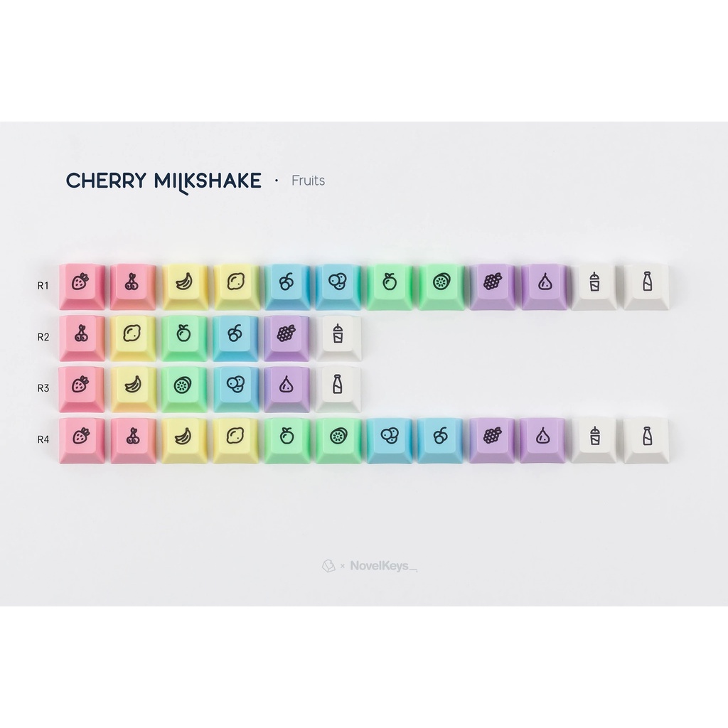 NovelKeys Cherry Milkshake Keycaps (cherry profile) PBT Dyesub - double ...