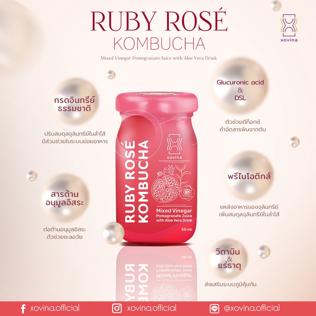 Pack 6 - Xovina RUBY ROSÉ KOMBUCHA โซวิน่า รูบี้โรเซ่คอมบูชะ - xovina.official - ThaiPick