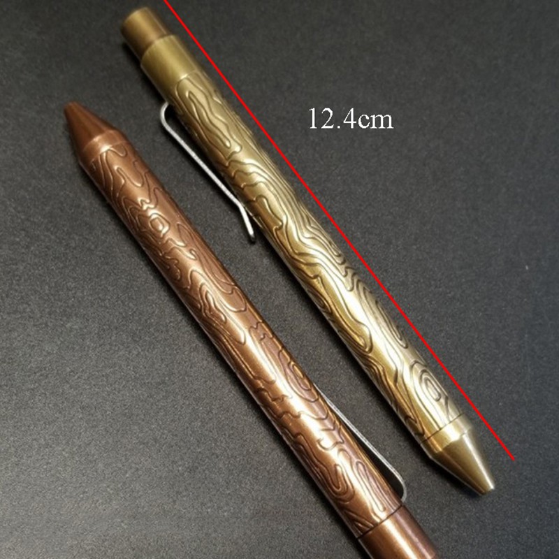 CNEDC Nottingham Carving Topography Titanium Alloy Tactical Pen Copper ...