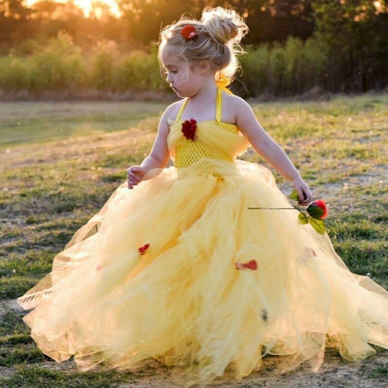 Fancy Girl Princess Dresses Beauty Yellow Cosplay Costume Snow ...
