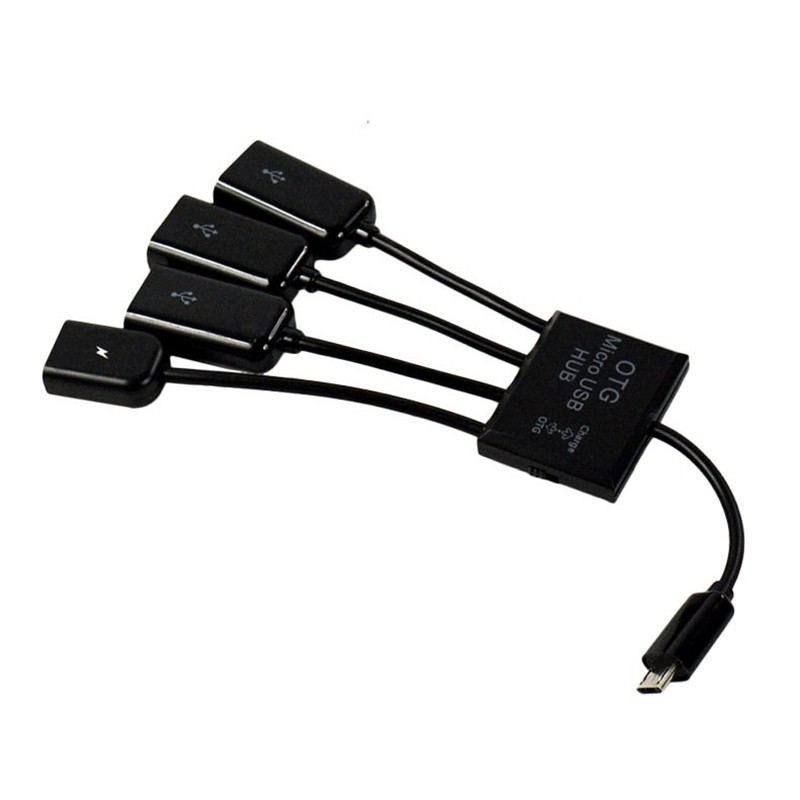 4 In 1 Micro Usb Hub Male To Female Three Usb 2 . 0 Host Charge Otg สาย ...