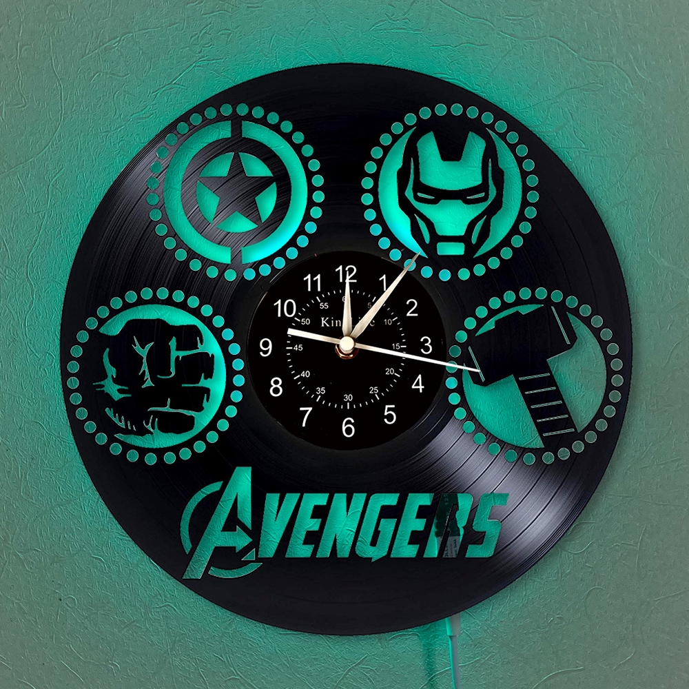 The Avengers Vinyl Record Wall Clock 12-Inch LED Quartz Clock | Home ...