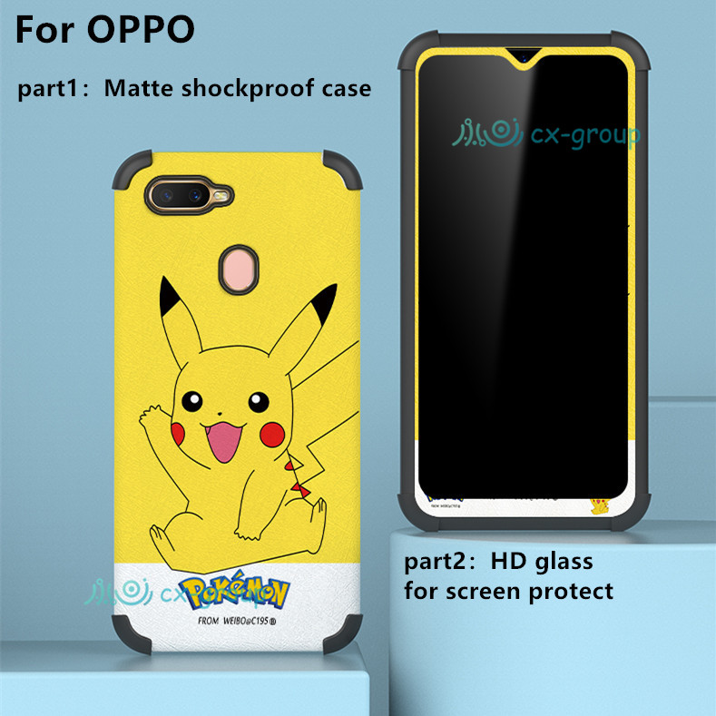 OPPO A12 cases+OPPO HD glass for screen Suit cartoon Embossed Matte ...