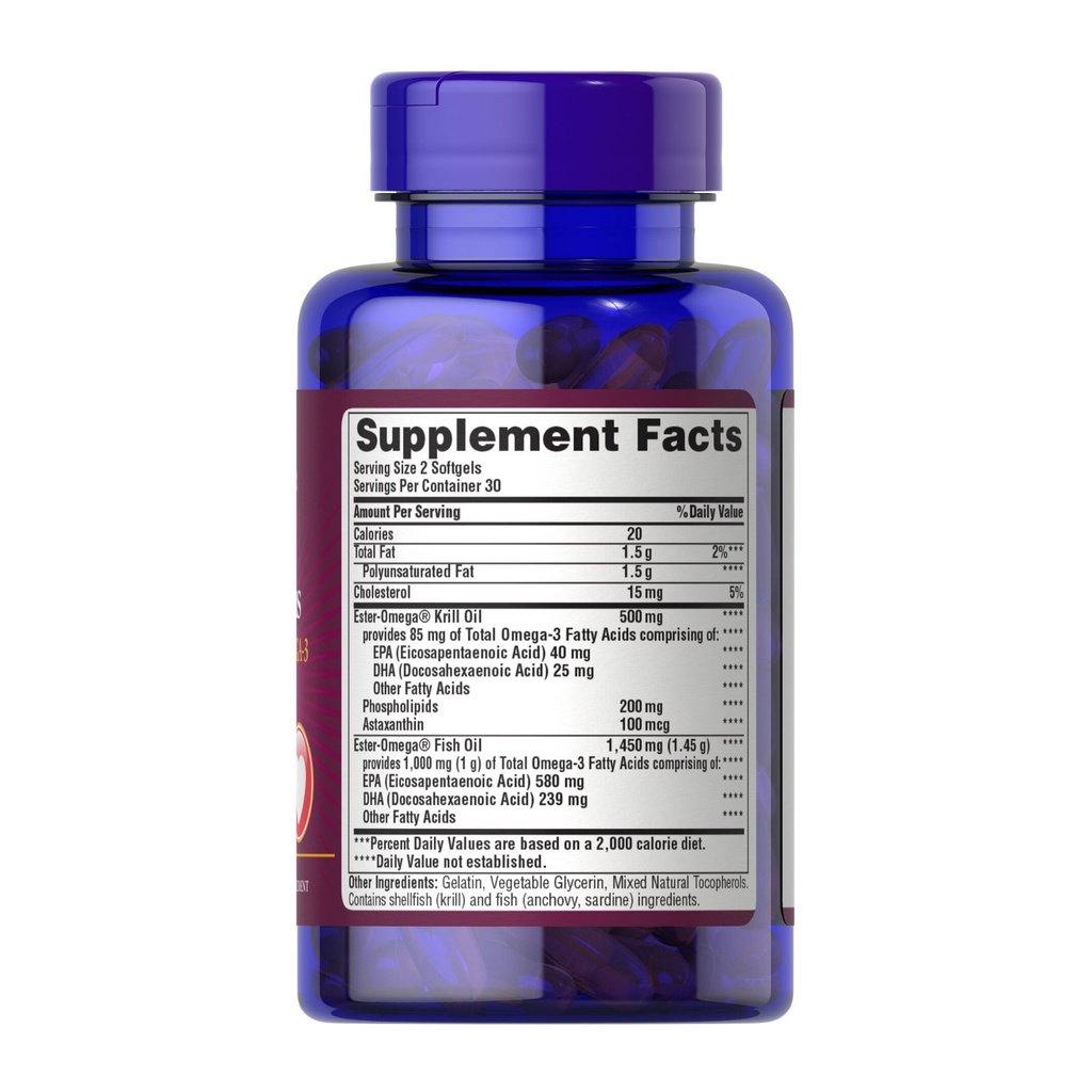 Puritan's Pride Krill Oil Plus High Omega-3 Concentrate 1085 mg / 60 Softgels - leafvitamins ...