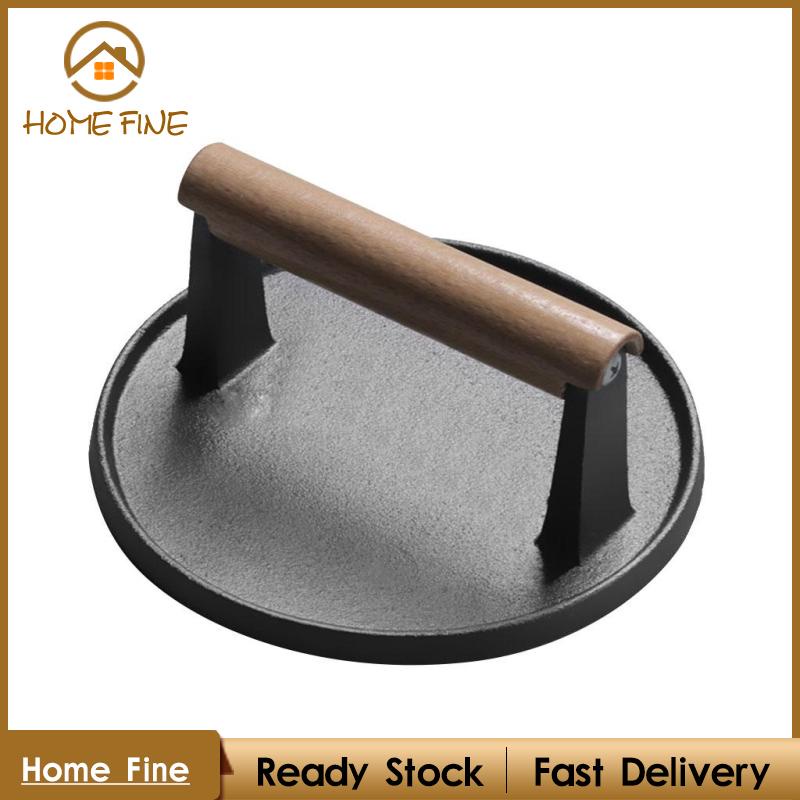 Home Fine Cast Iron Barbecue Grill Steak BBQ Bacon Sausage Press w ...