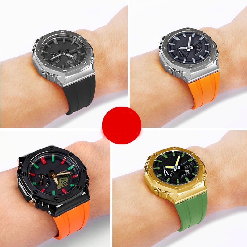 Premium-Grade Fluoro Rubber Watch Band for Casio G-SHOCK GA-21002110 GM ...