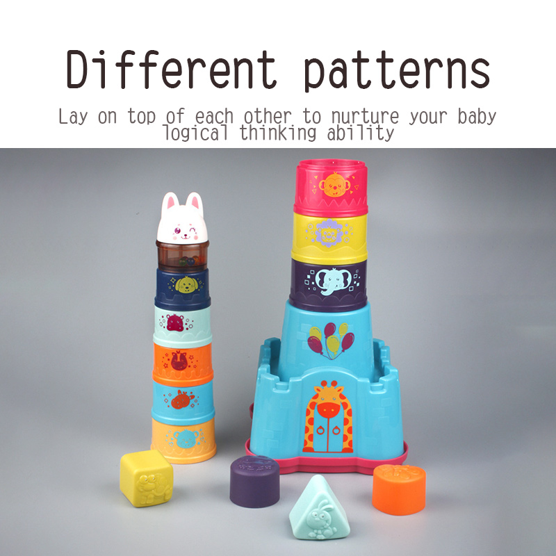 October Baby Building Blocks Toys Folding Cup Rainbow Tower Baby Puzzle ...