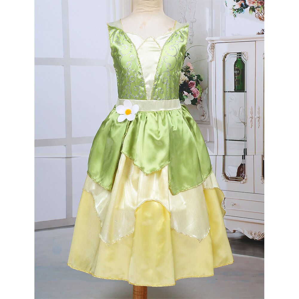 Girls rincess Tiana Costume for Girl Fancy Dresses Coslay Glittery ...