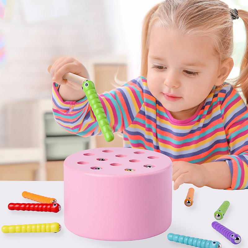 Creature Blocks Catch Worms Game Magnetic Wooden Toys For Children Kids ...