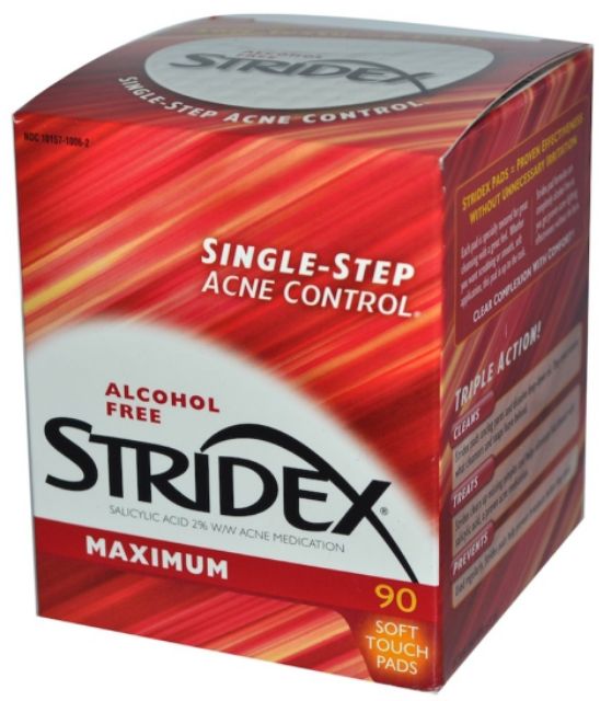 STRIDEX Single-Step Acne Control Maximum Alcohol Free 90 or 55 Soft Touch Pads ...