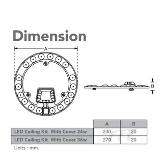 [EVE ราคาพิเศษ] หลอดไฟ แผงไฟ ชุดกึ่งดวงโคม LED Ceiling Kit With Cover 24W Daylight ยี่ห้อ EVE ...