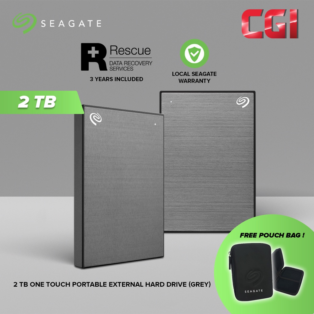 Seagate 2TB One Touch Portable W Rescue External Hard Drive ...