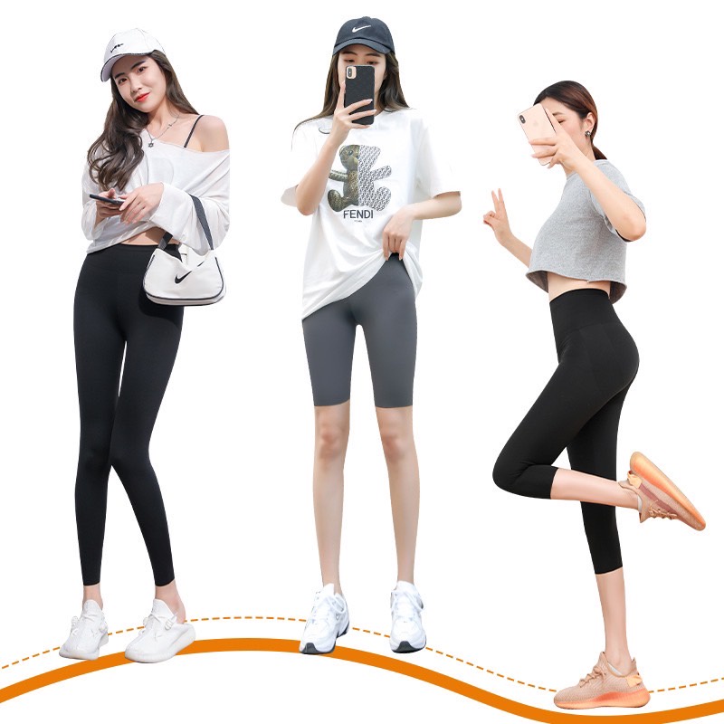 กางเกงเลกกิ้ง 5 ส่วน ผ้านุ่มยืด ทรงสวยสีพื้น คนอ้วนใส่ได้ K736 - clothing_shope - ThaiPick