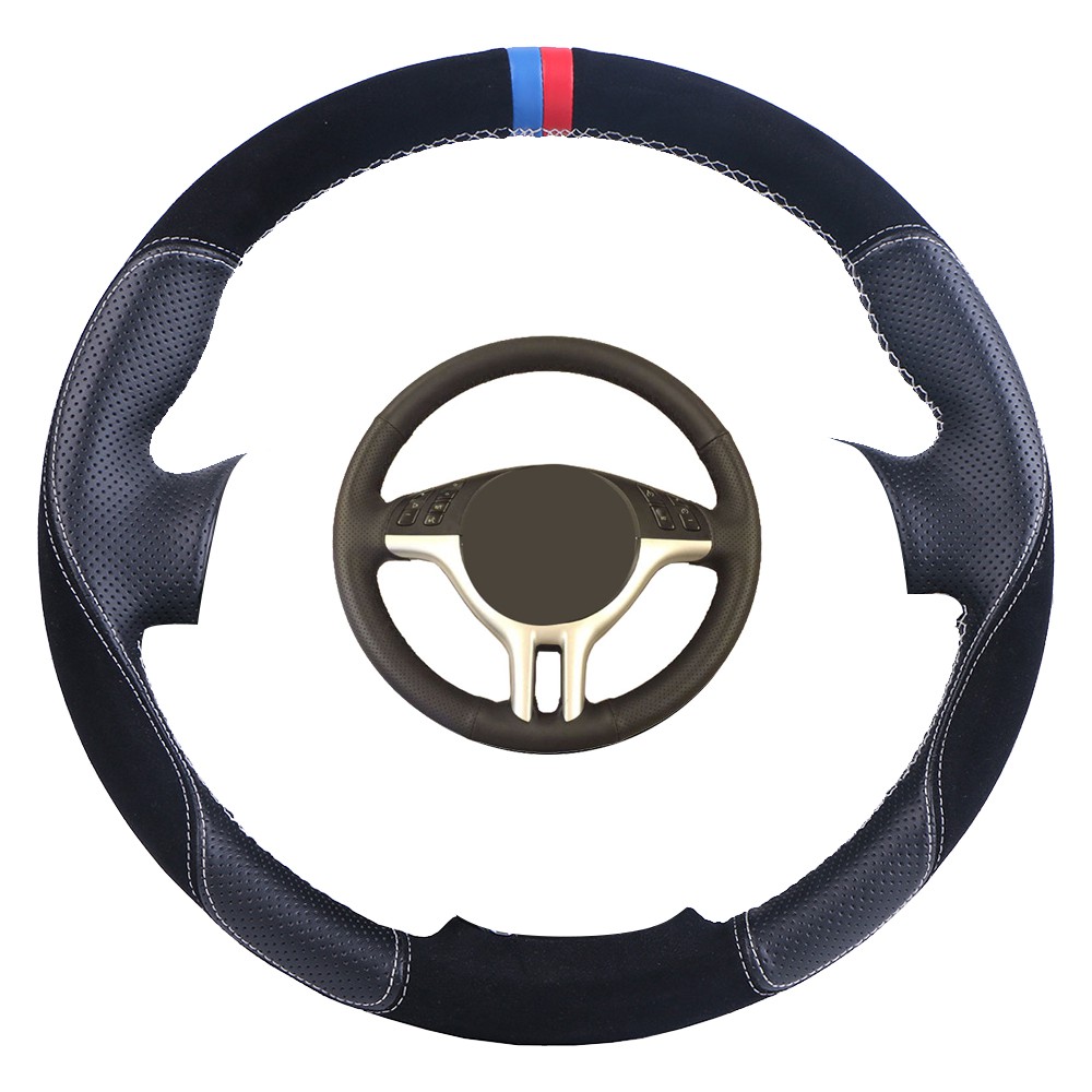 Car Steering Wheel Cover For BMW E39 E46 325i E53 X5 Suede Leather ...