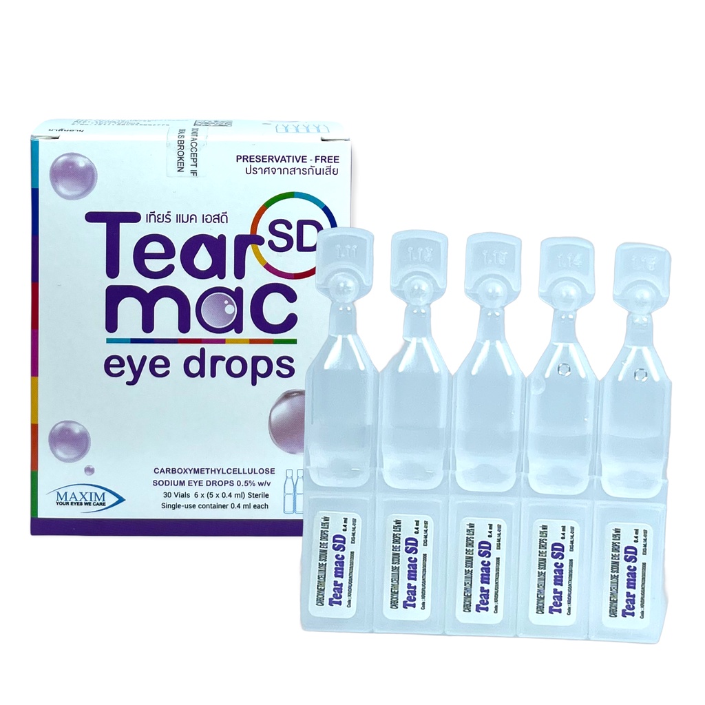 น้ำตาเทียม Tear mac SD น้ำตาเทียมรายวัน ไม่มีสารกันเสีย 1 กล่อง 30 หลอด ...