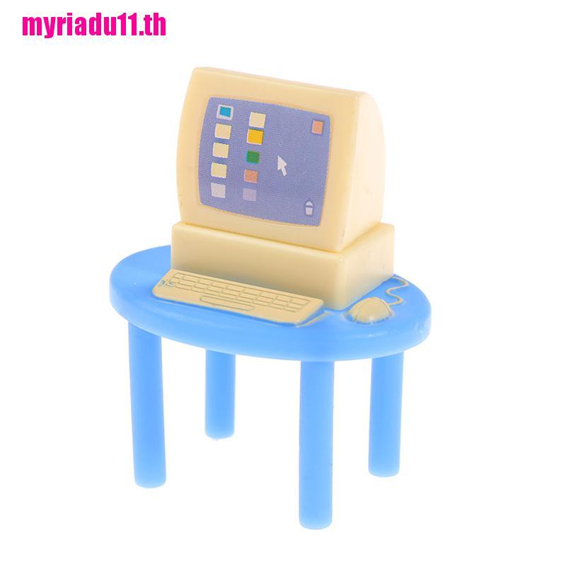 【Mrth】Dollhouse Miniature Desktop Computer Desk w/ Mouse and Keyboard ...