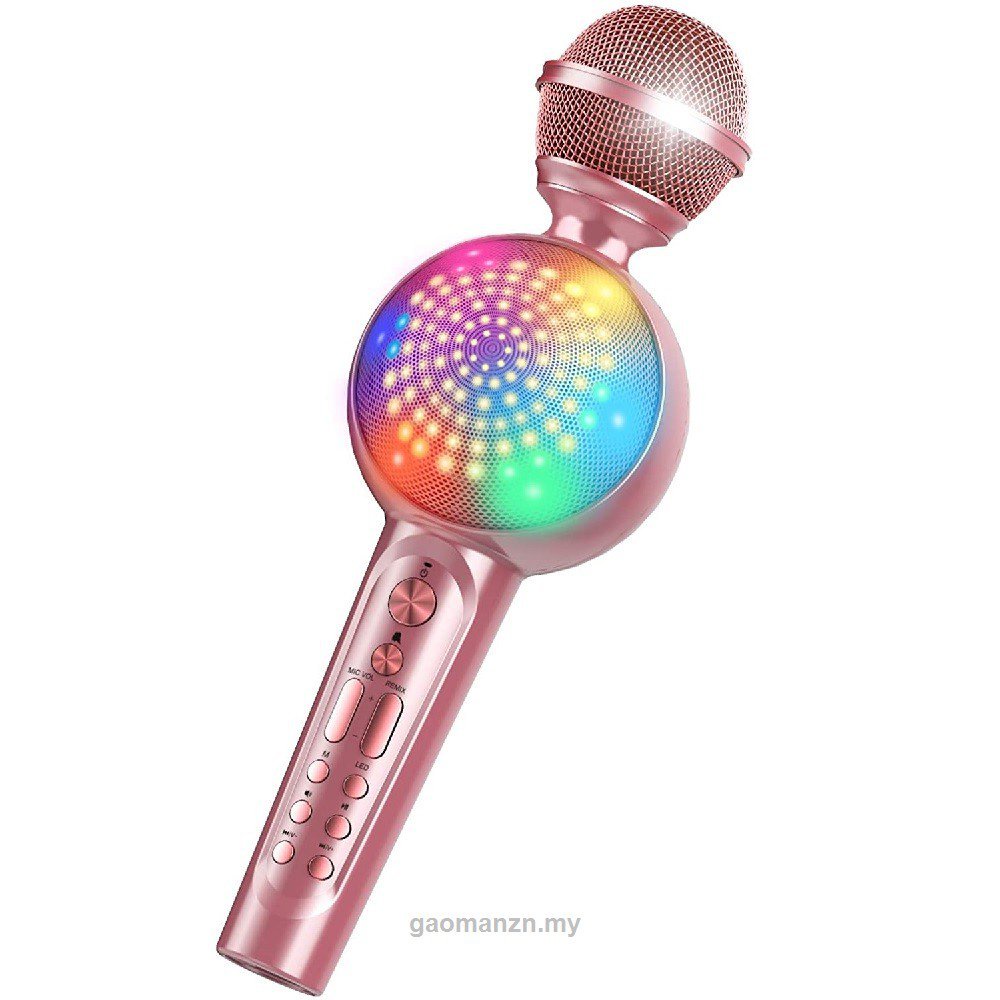BWireless 4 in 1 Bluetooth karaoke microphone with LED light portable ...