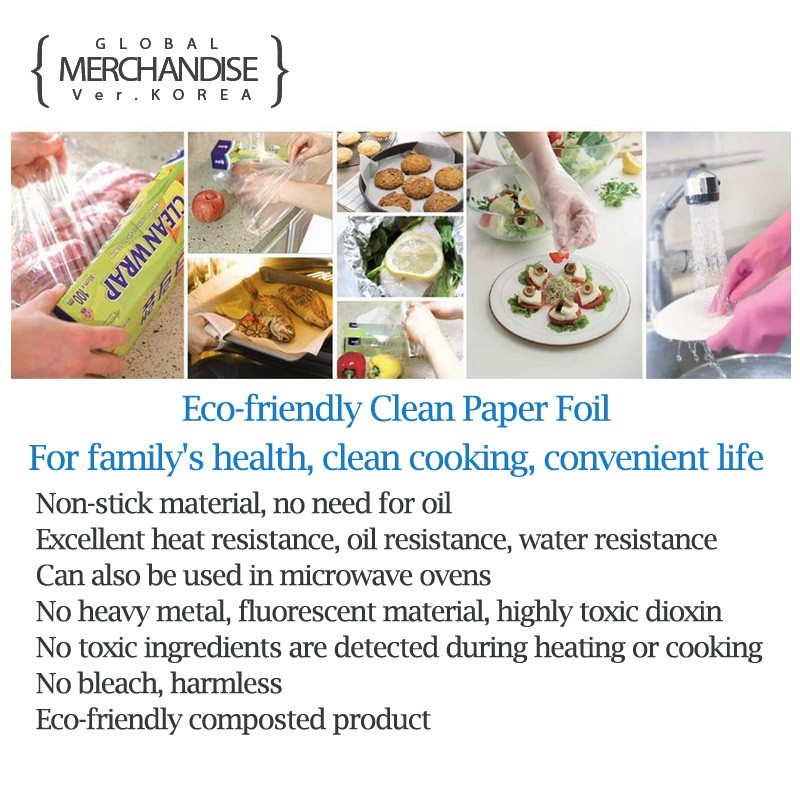 Cleanwrap Clean Paper Foil 30cm x 20m 3pcs Eco-friendly non-stick heat ...