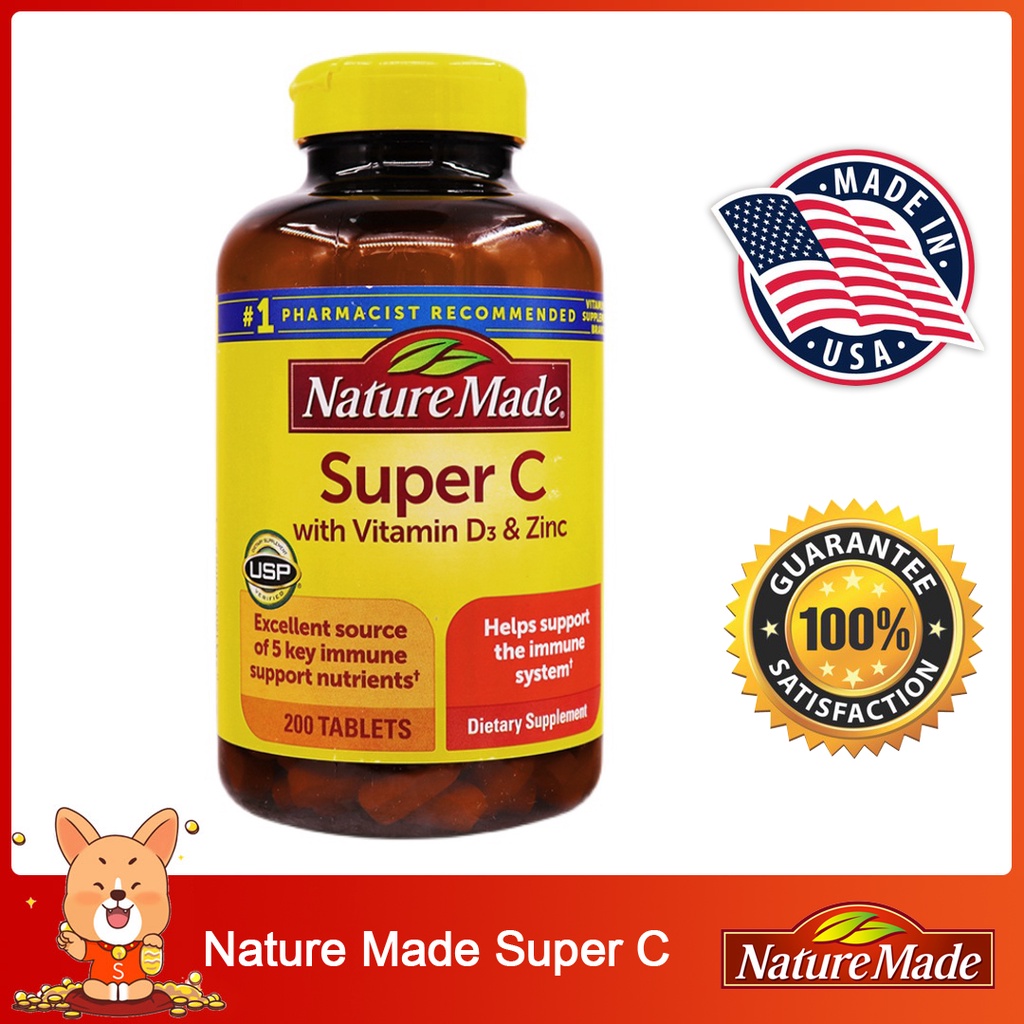 (Exp.012024)Nature Made Super C with Vitamin D3Zinc 200 tablets วิตามิน ...