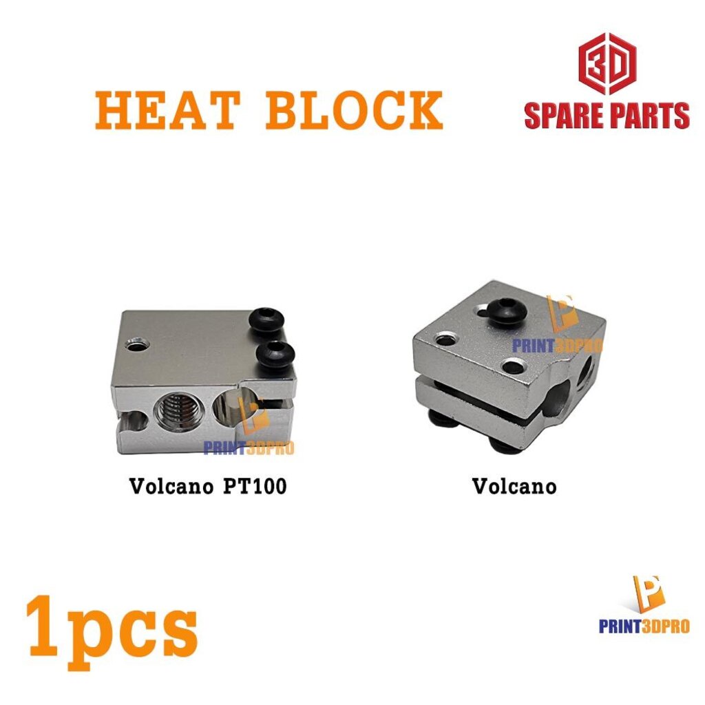 3D Printer Part Volcano PT100 Heat Block For E3D Volcano Hotend ...