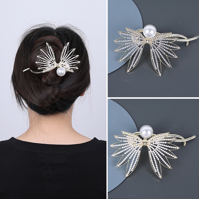 Alloy Hair Accessories Hanfu Twist Clip Bow Hair Clip Back Head Buckle ...