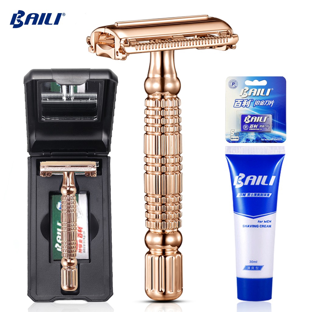 Baili Double Edge Safety Razor Set Old School Style Shaver for Men With ...