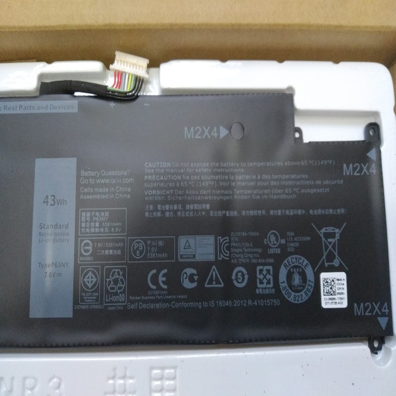 New Original P63NY XCNR3 0XCNR3 Laptop Battery 7.6V 43Wh For Dell ...